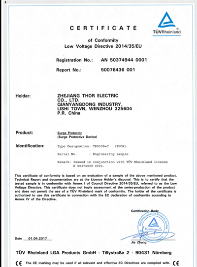 Surge protective device TUV certification | Thor